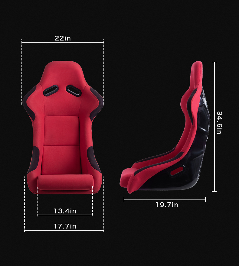 KLT Carole Red Fabric FRP Construction Fixed Back Bucket Composite Seat
