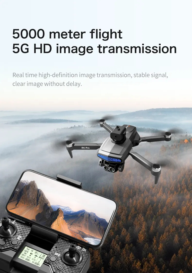 The new D6 professional mini drone 4kWifi FPV HD ESC camera optical ...