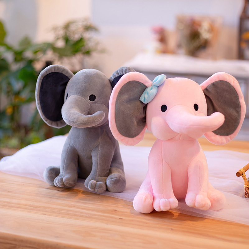 Elephant Plush Toys Kawaii Baby Toy Stuffed Animal Doll for Kids White ...