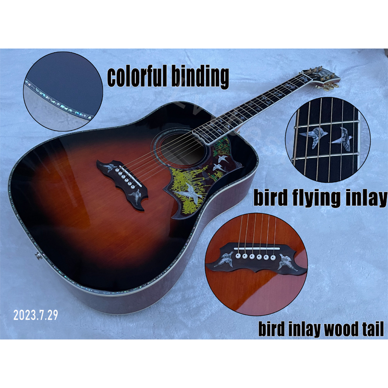 Acoustic guitar high grade level spruce board top tobacco burst black ...