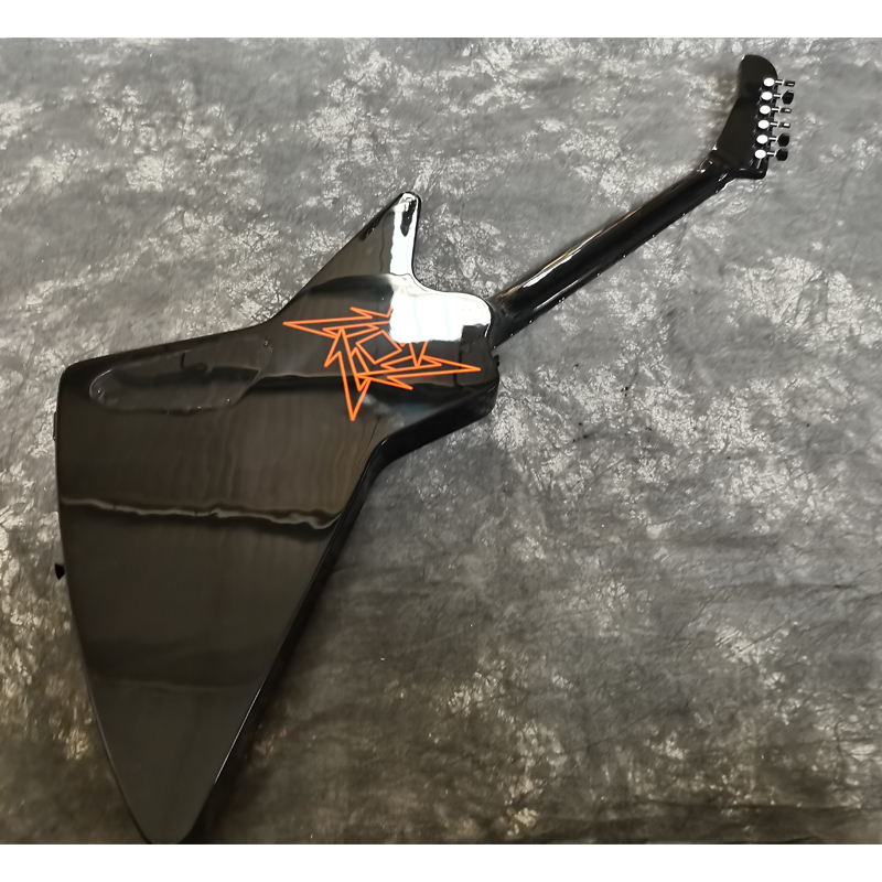 Electric guitar snow black with cow decal lightning rosewood ...