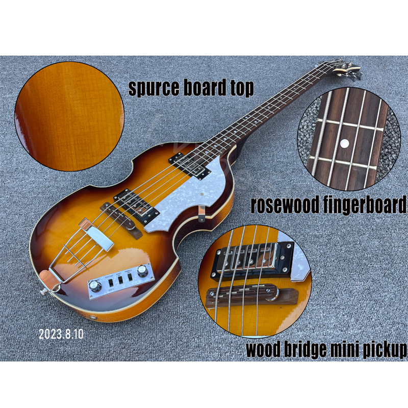 Electric guitar tobacco burst viola shape spruce board top rosewood ...