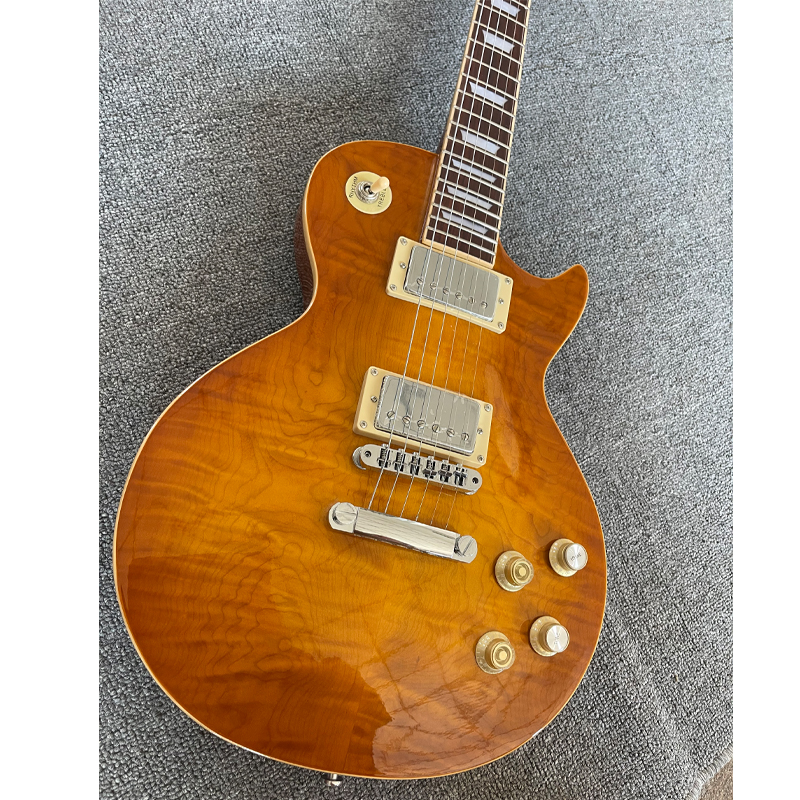 Electric Guitar Solid Flame Maple Board Top Thin Brown Color Finished ...