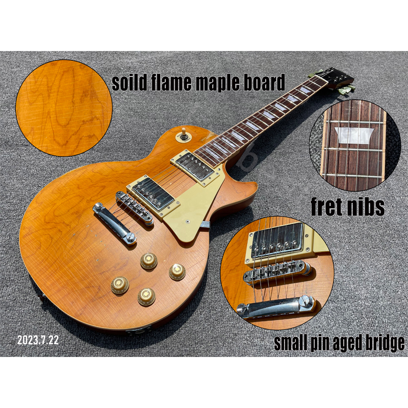 Electric Guitar Solid Flame Maple Board one Piece Mahogany Body And ...