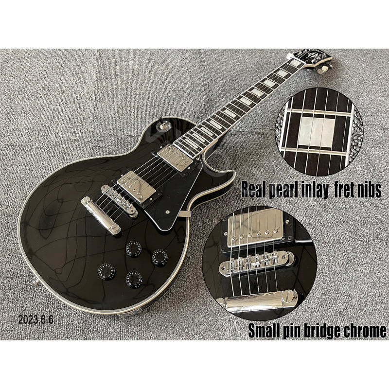 Electric Guitar Ebony Fingerboard Real Pearl Block Inlay Small Pin ...