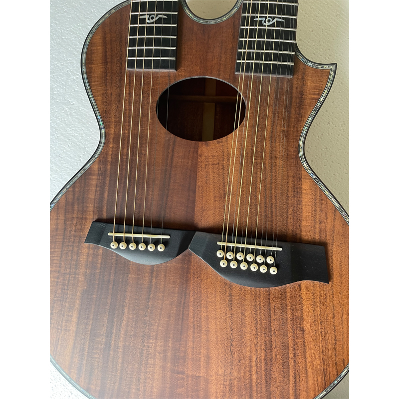 Electric Guitar Double Necks 6 + 12 Strings Satin Finished No EQ Ebony ...