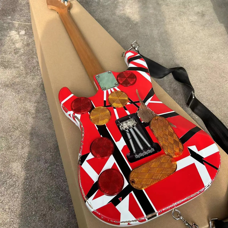 Heavy Relic Electric Guitar, Red Frank 5150, Black White Stripes, Floyd ...