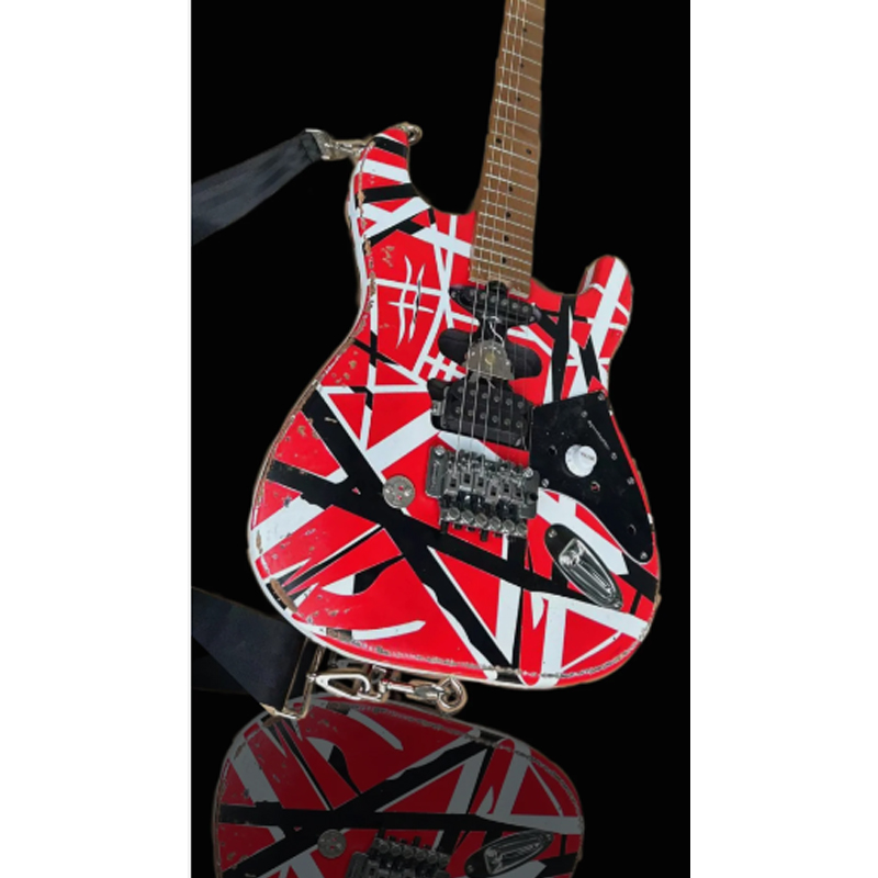 Heavy Relic Electric Guitar, Red Frank 5150, Black White Stripes, Floyd ...