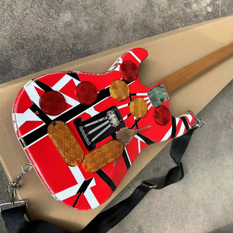 Heavy Relic Electric Guitar, Red Frank 5150, Black White Stripes, Floyd ...