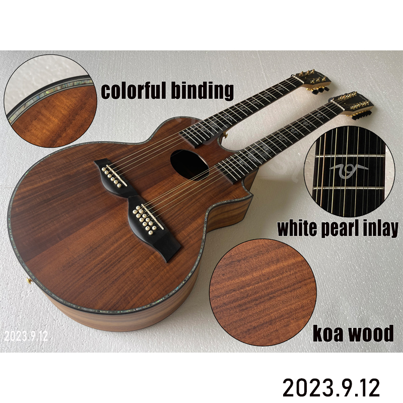 Electric Guitar Double Necks 6 + 12 Strings Satin Finished No EQ Ebony ...