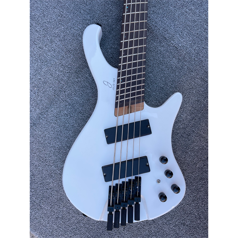 Eelctric Bass Guitar 5 Strings Solid White Color High Glossy Black ...