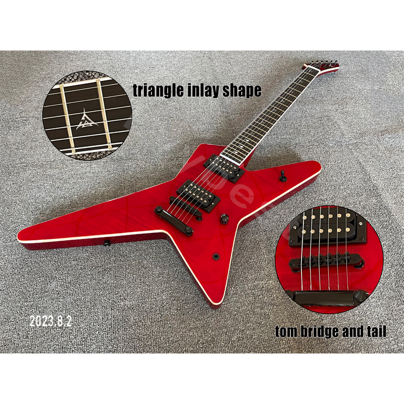 Electric Guitar Transparent Red Color Flame Top Ebony Fingerboard ...