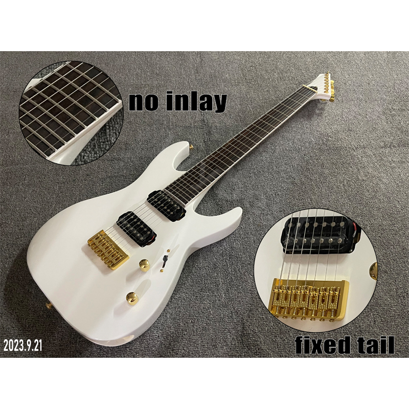 Eelectric Guitar 7 Strings Right Hand Reversed Headstock Solid White ...