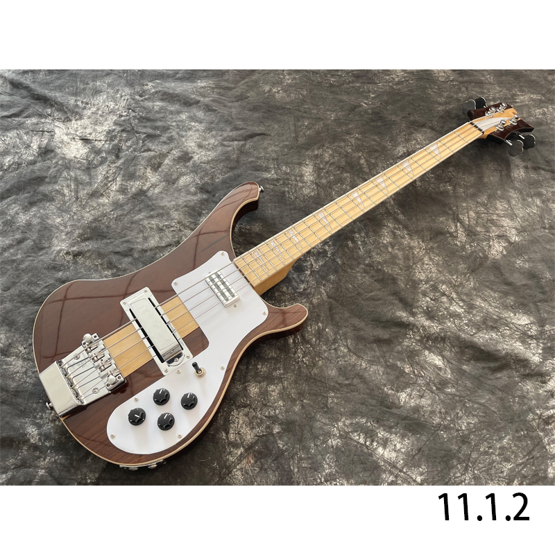 Lvybest Electric Bass 4 Strings Neck Thru Body Brown Wings Maple Neck ...