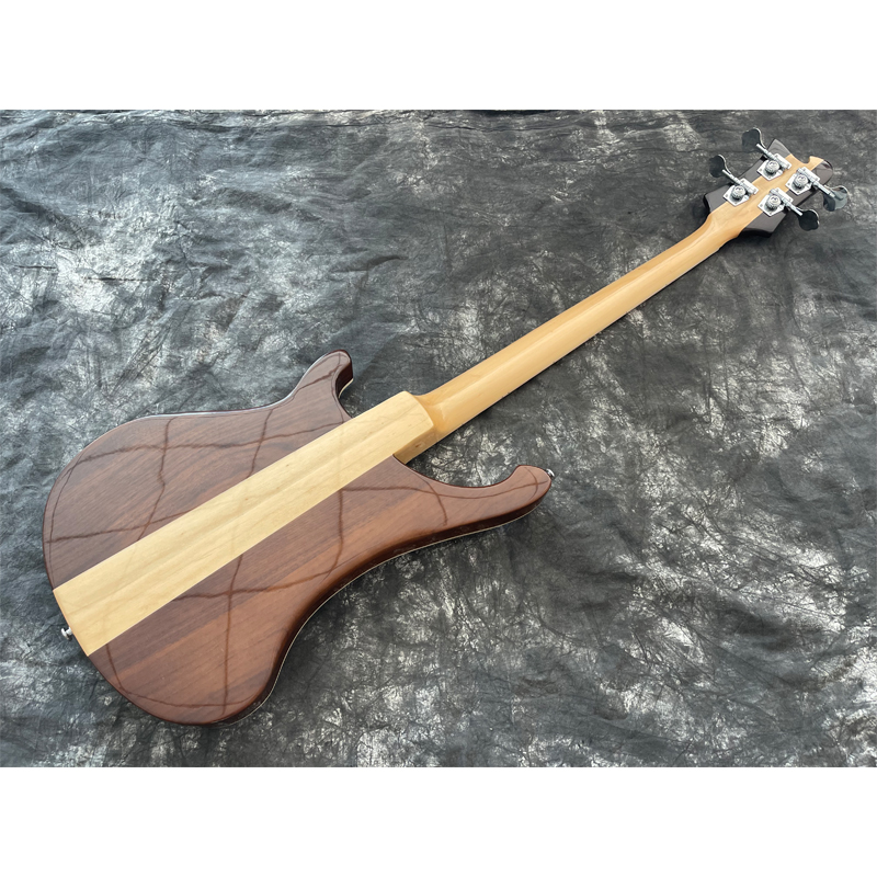 Lvybest Electric Bass 4 Strings Neck Thru Body Brown Wings Maple Neck ...