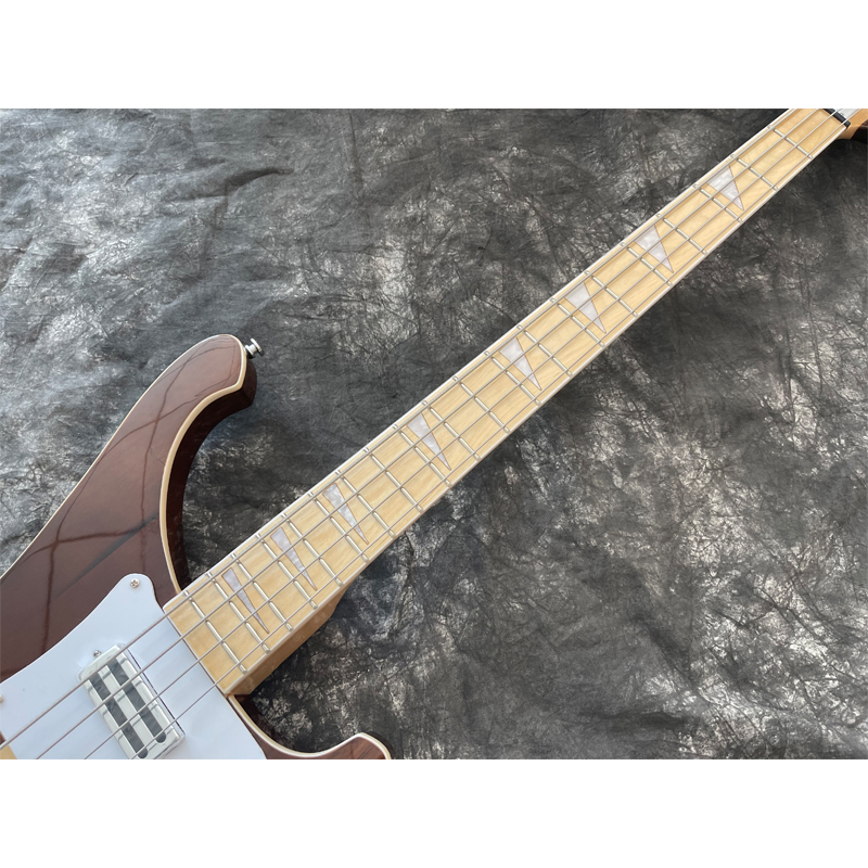 Lvybest Electric Bass 4 Strings Neck Thru Body Brown Wings Maple Neck ...