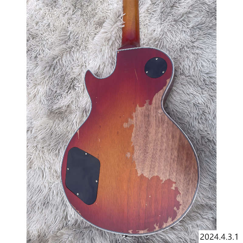 Stocking!Electric guitar Cherry burst HHH pickups flame center relic ...