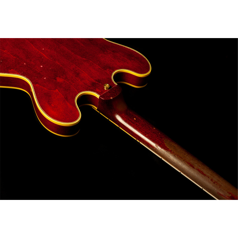 Hollow body jazz electric guitar relic with aged paint gold parts ...