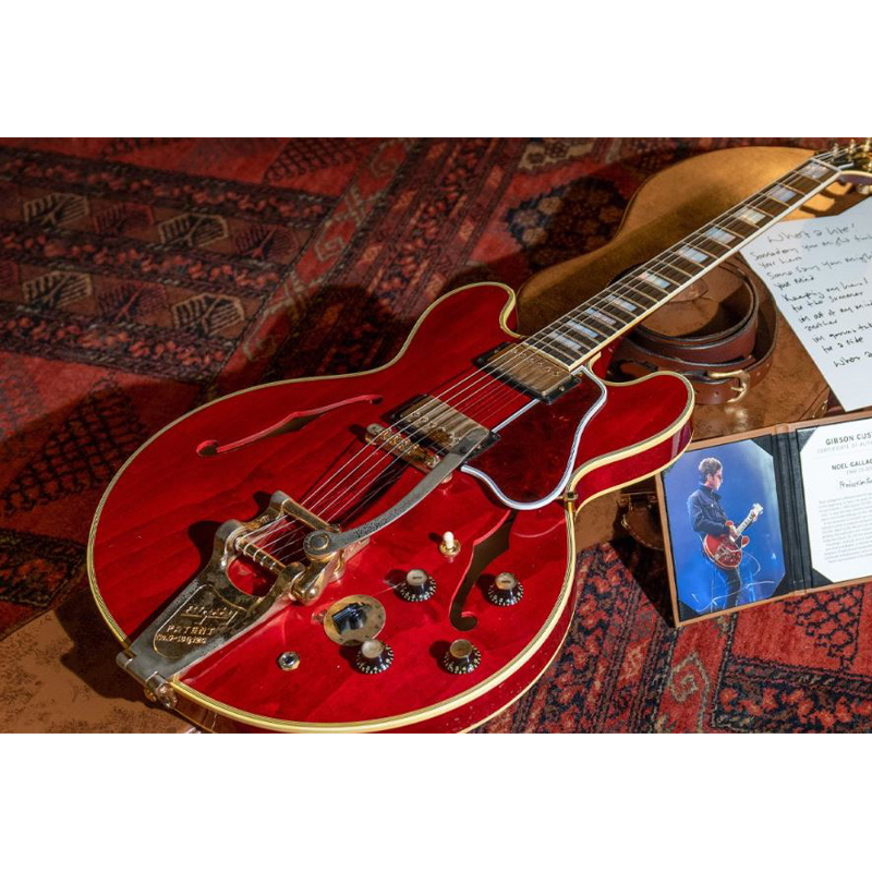 Hollow body jazz electric guitar relic with aged paint gold parts ...