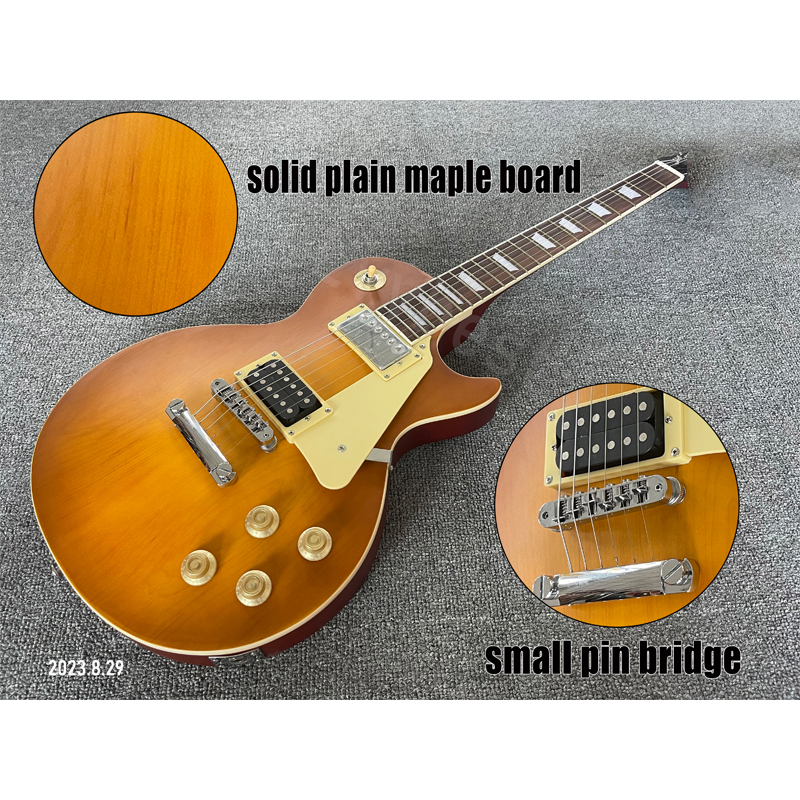 Electric Guitar Solid Plain Maple Board Top Thin Orange Transparent ...