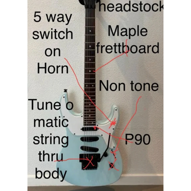 Electric guitar Reversed headstock Korean locking tuners Brass nut ...