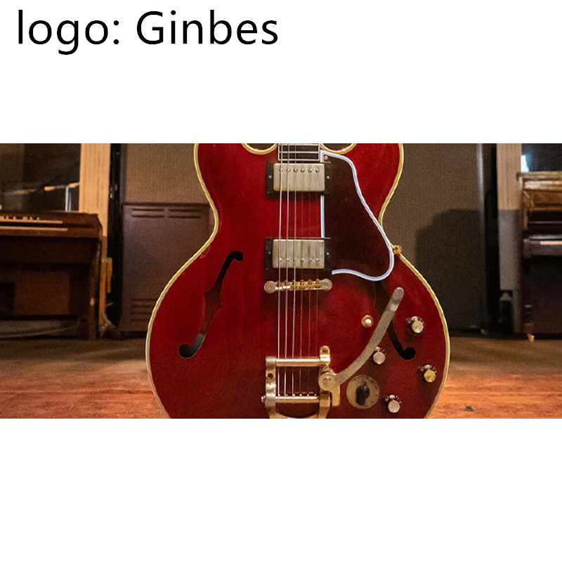 Hollow body jazz electric guitar relic with aged paint gold parts ...