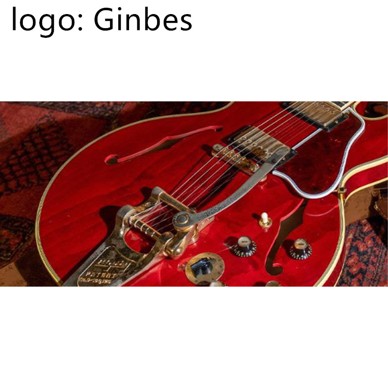 Hollow body jazz electric guitar relic with aged paint gold parts ...