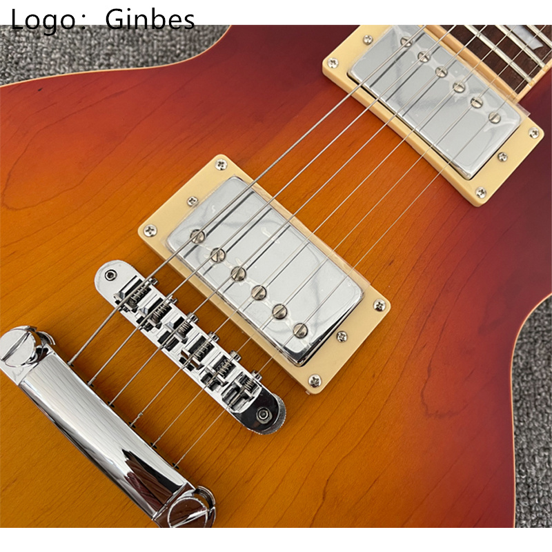 Lvybest Electric Guitar Satin Finished Cherry Burst One Piece Mahogany ...