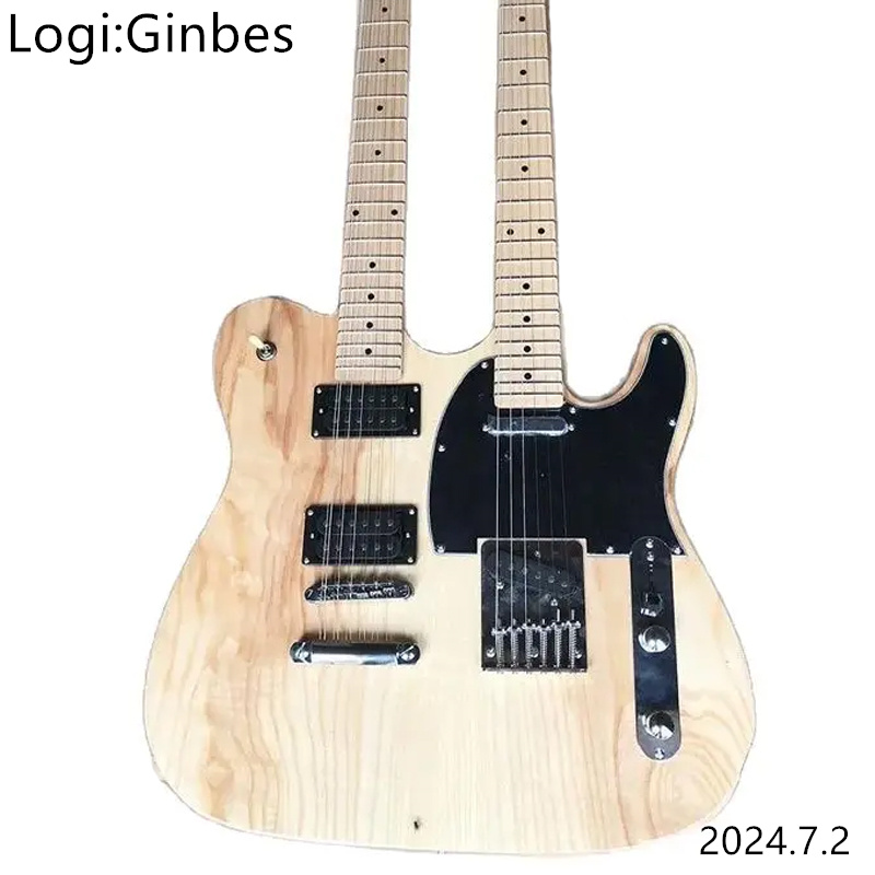 Double Neck Original Body 6+12 Strings Electric Guitar with White Pickguard