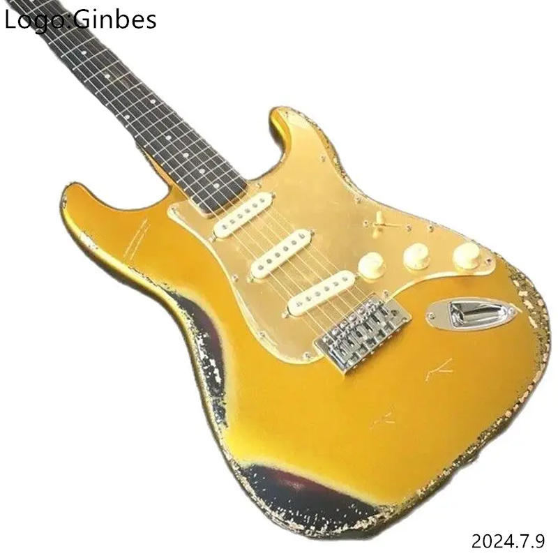 6-String Light Relic Electric guitar Rosewood Fingerboard Golden Yellow