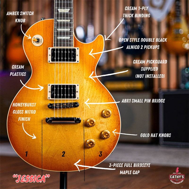 Electric guitar JESSICA VOS bone nut small pin bridge CTS pots with pointer with 3pcs BIRD EYE ...