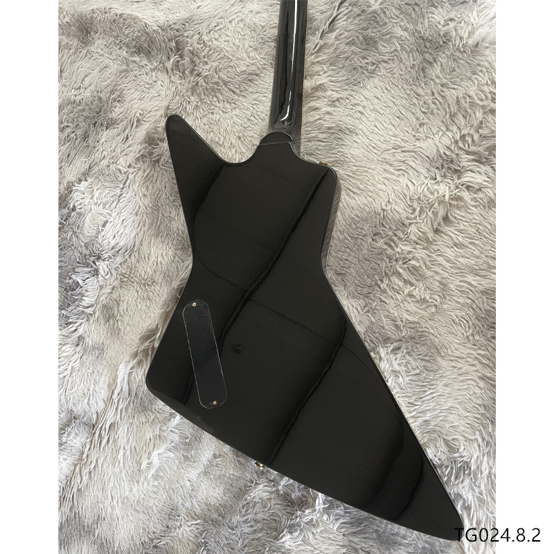 Stocking!!! Explorer shape electric guitar solid black high glossy gold ...