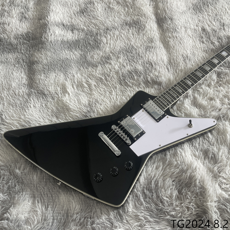 Explorer Electric guitar Black chrome parts white pickguard black ...