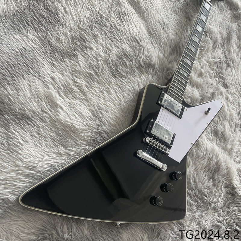 Explorer Electric guitar Black chrome parts white pickguard black ...