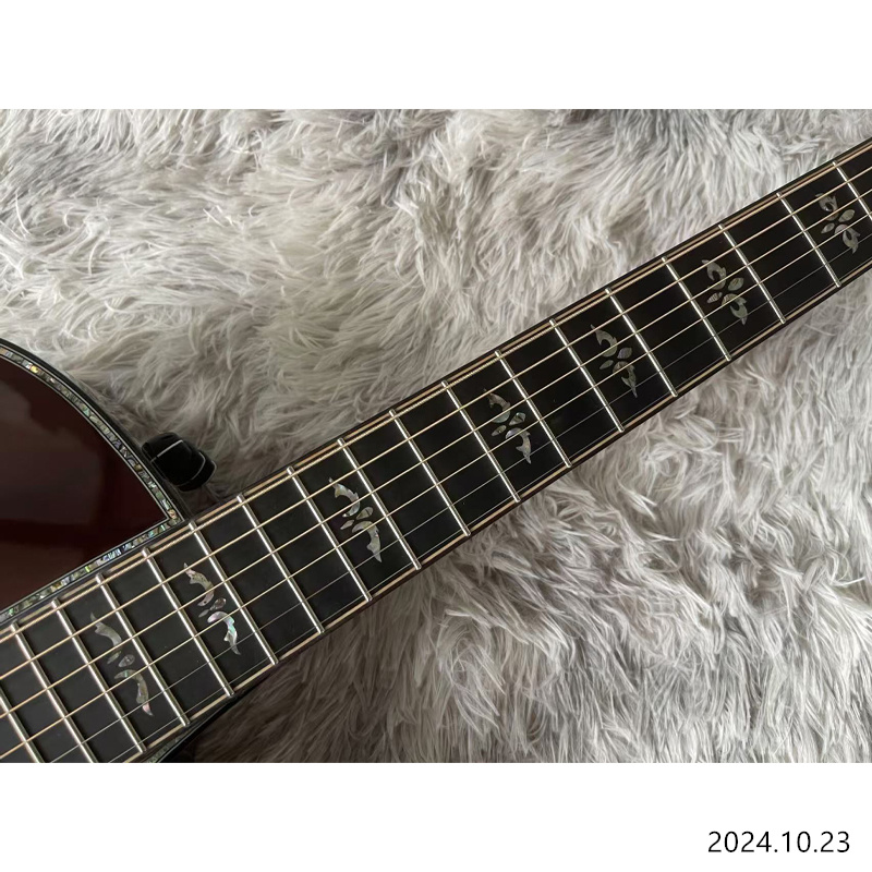 Acoustic guitar all solid board Ebony fingerboard real Pearl binding ...