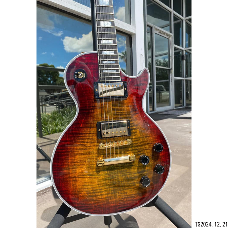 Ginbest Custom Les Paul Axcess Custom Figured Top - Bengal Burst