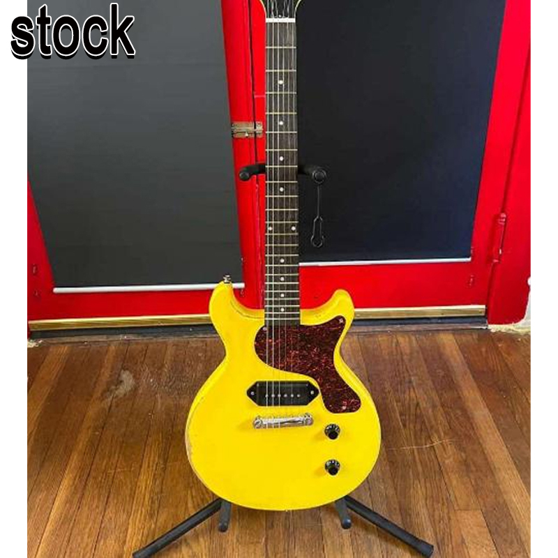 Elecric guitar soid yellow with relic wear off red tortoise pickguard ...
