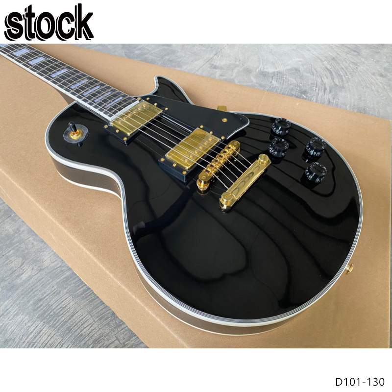 Electric guitar Solid black finished gold hardware small pin bridge and ...