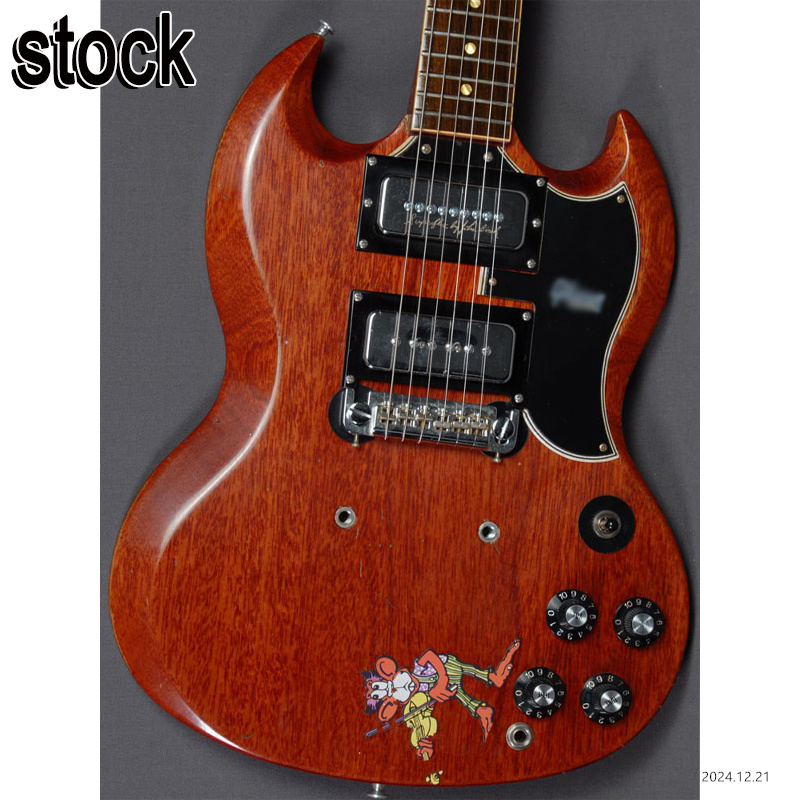 Electric guitar Cherry see thru wood grain p90 pickups with black rings ...