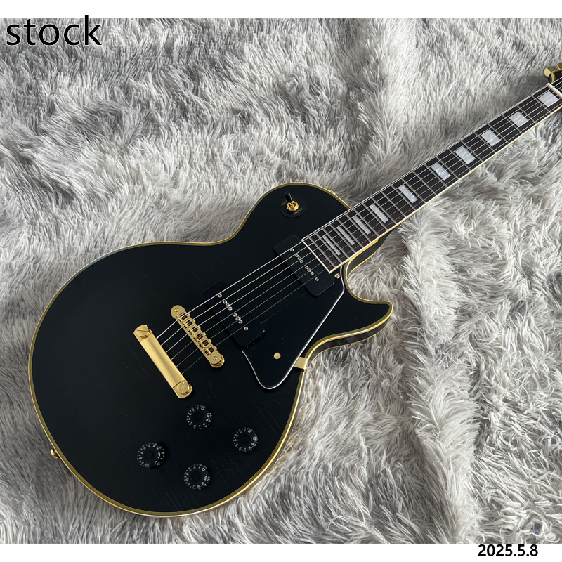 Electric guitar LP black P90 pickups SS frets bone nut ABR-1 bridge ...