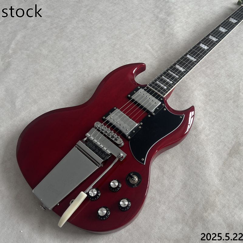 Electric gutiar SG red long tail nitro bone nut ss fret red color