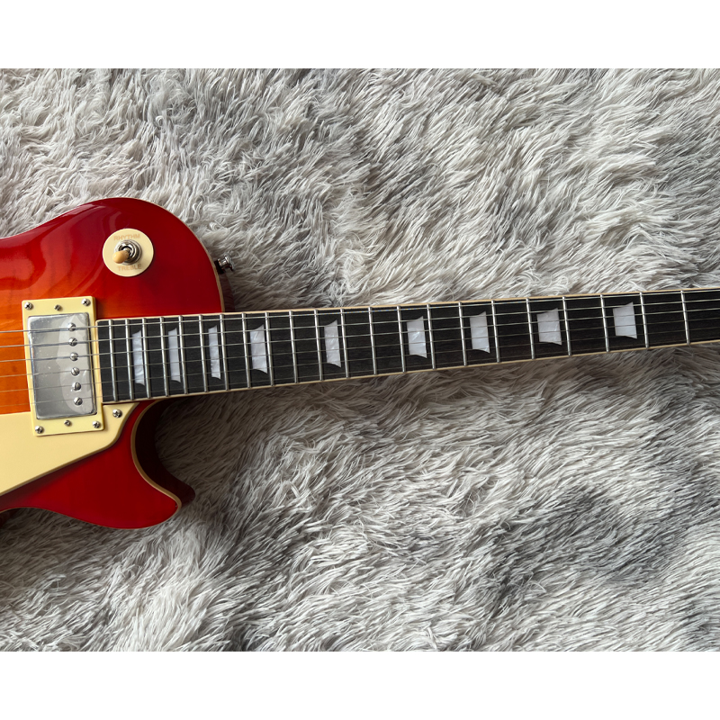 Electric guitar Cherry burst flame top Explorer headstock shape chrome ...