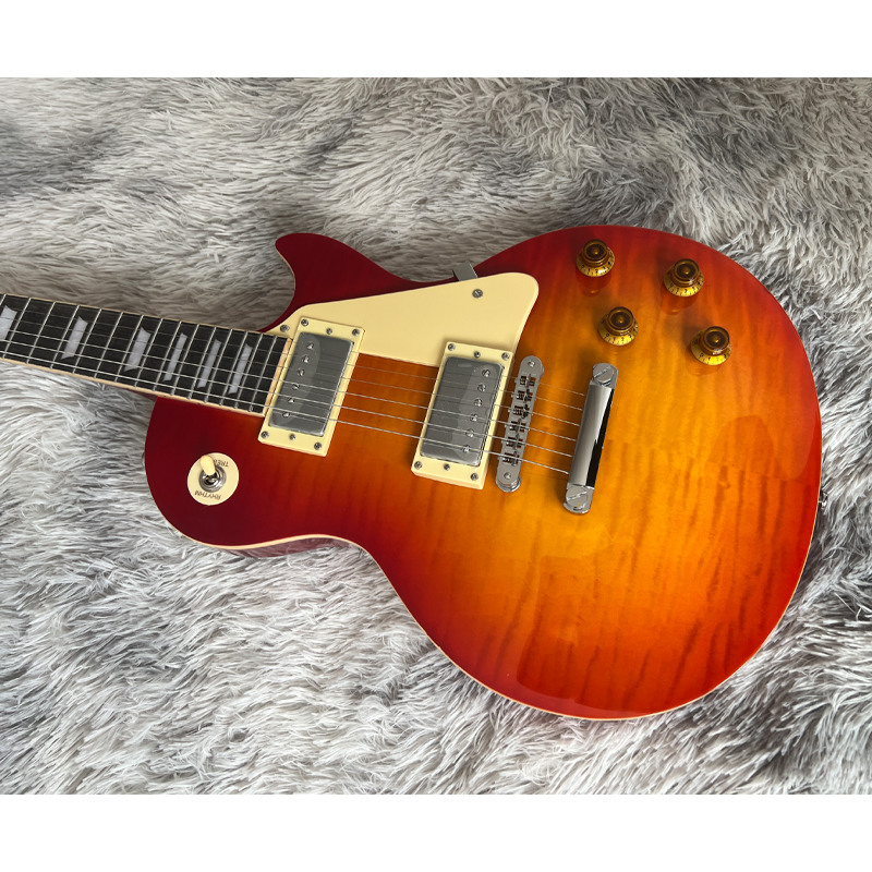Electric guitar Cherry burst flame top Explorer headstock shape chrome ...