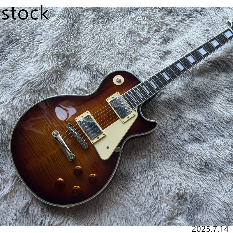 LP electric guitar brown top and burst flame nitro Chrome hardwawre ...