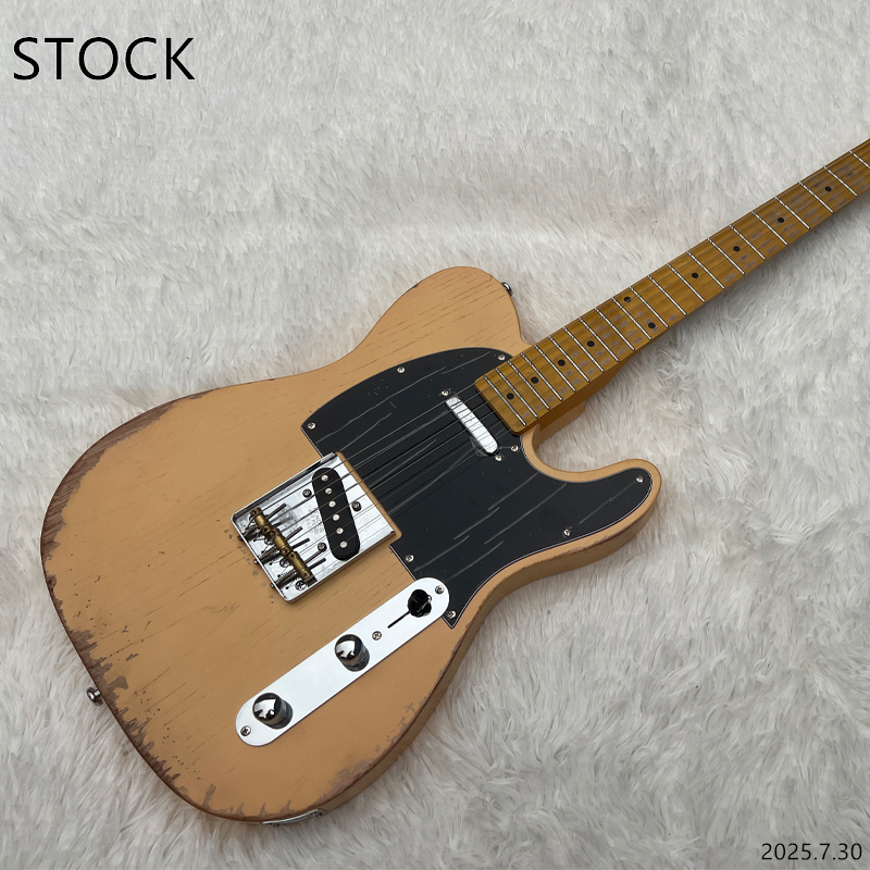 Eelctric guitar Tele caster Aged yellow chrome hardware 3 saddle bridge ...