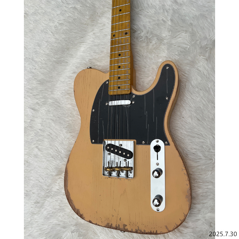 Eelctric guitar Tele caster Aged yellow chrome hardware 3 saddle bridge ...
