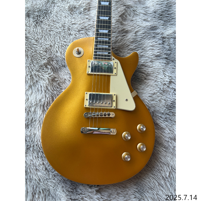 Electric guitar LP standard Gold top natural back one piece mahognay ...