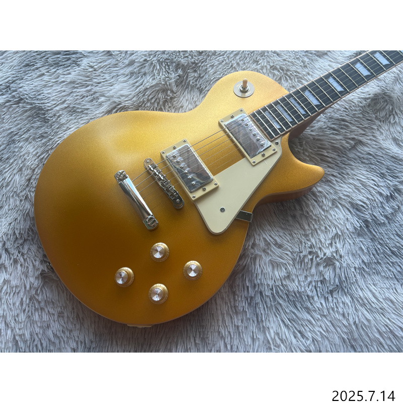 Electric guitar LP standard Gold top natural back one piece mahognay ...