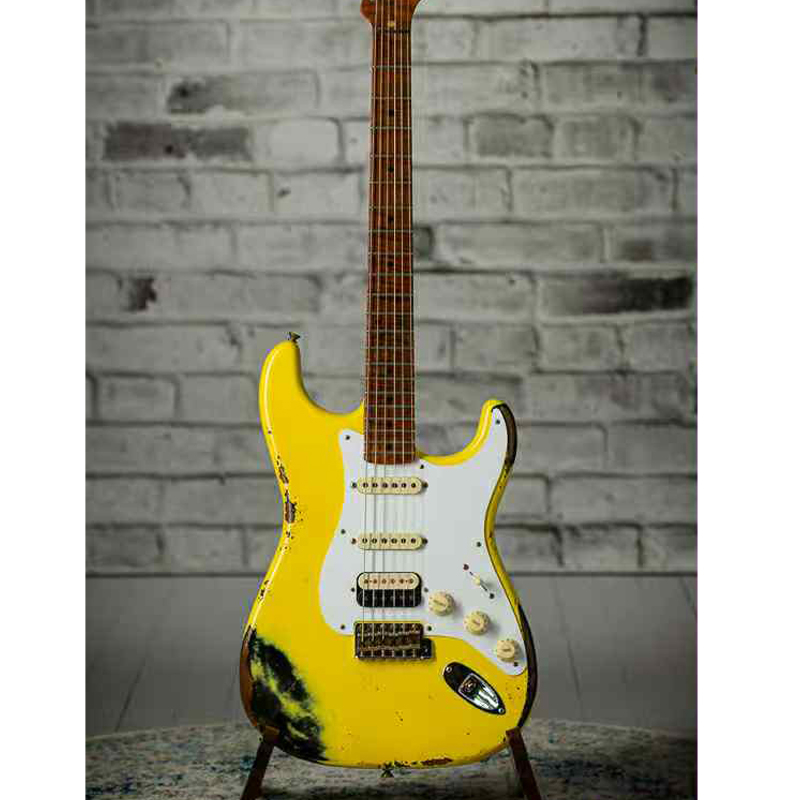 Electric 57 Strat Grafitti yellow color Nitro relic Alder body roasted ...