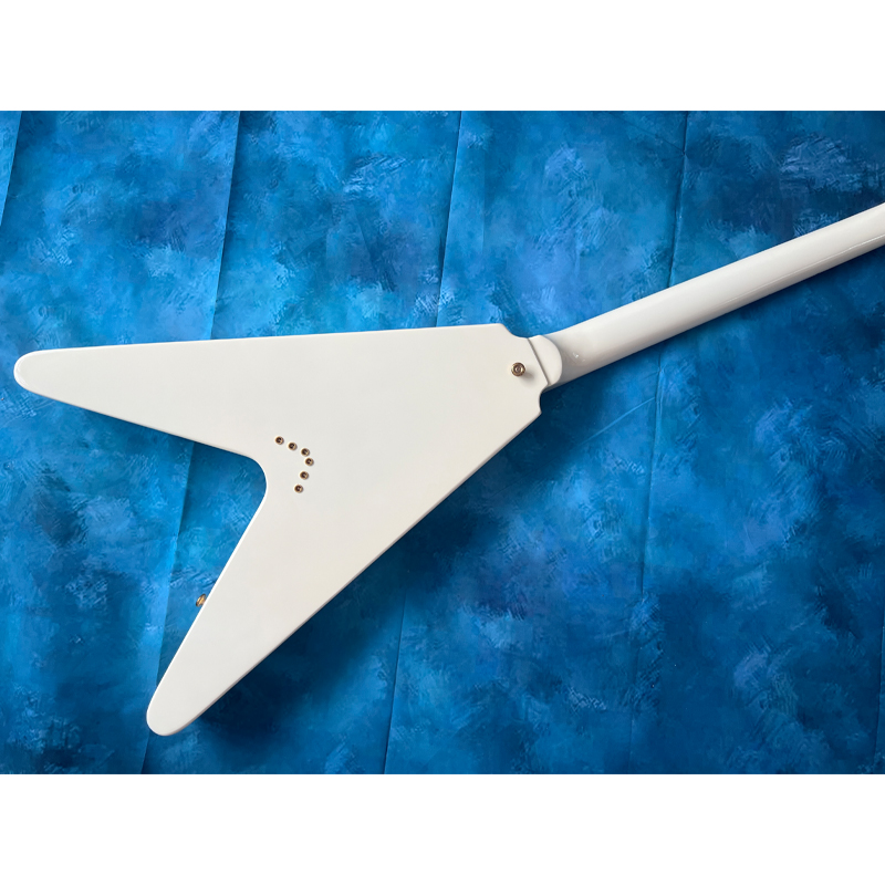 Electric Guitar V shape solid cream white color with Black Guard ...